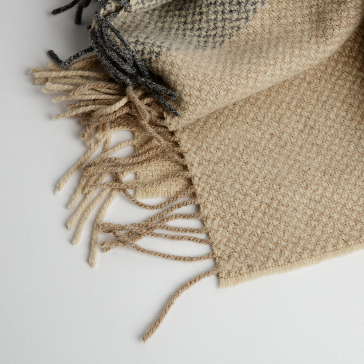 Biscuit & Grey Check Throw