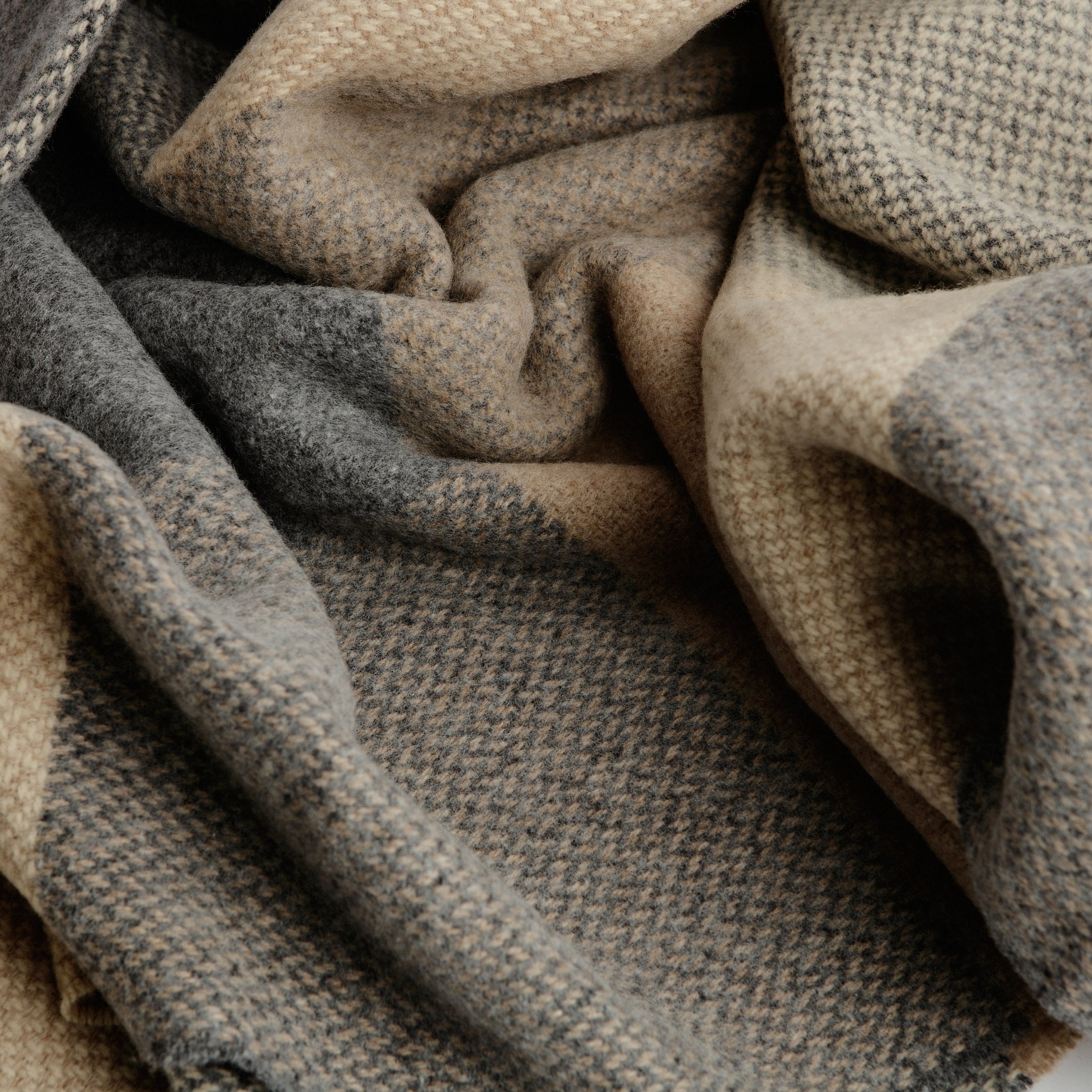 Biscuit & Grey Check Throw